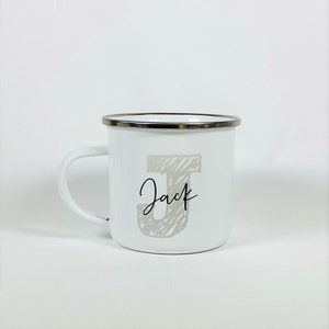 Personalised Pastel Initial and Name Enamel Mug, Gifts for Children ...