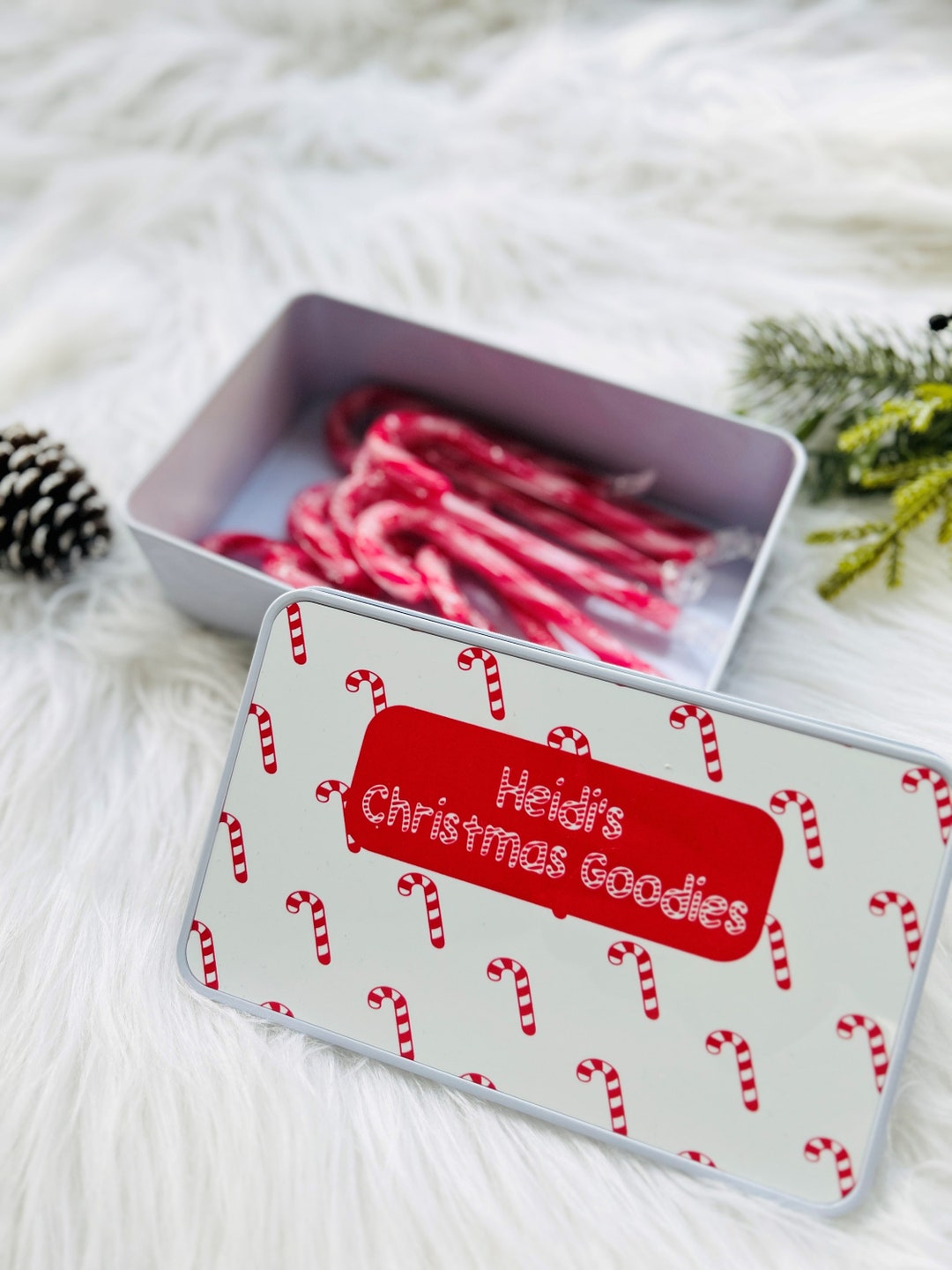 Personalised Candy Cane Tin, Christmas Tin, Gifts for Children ...