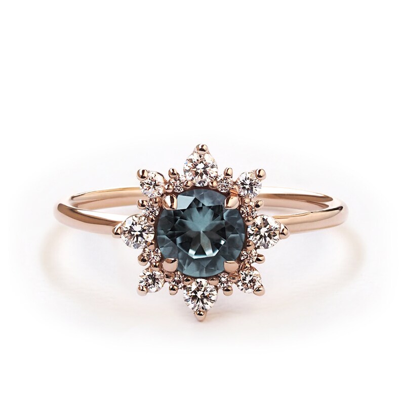 Gray Spinel Ring Halo Engagement Ring Spinel Diamond Ring - Etsy