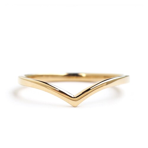 Chevron Ring Chevron Wedding Band Gold Nesting Band Solid - Etsy