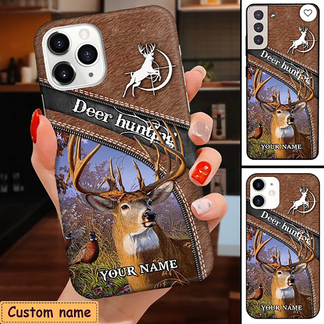 Deer Hunting Leather Pattern Personalized Phone Case Hunting - Etsy