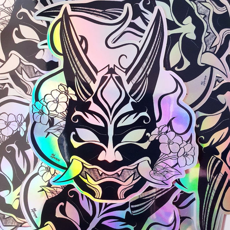 Xiao Mask genshin Impact Tattoo Inspired Holographic Die Cut Sticker - Etsy