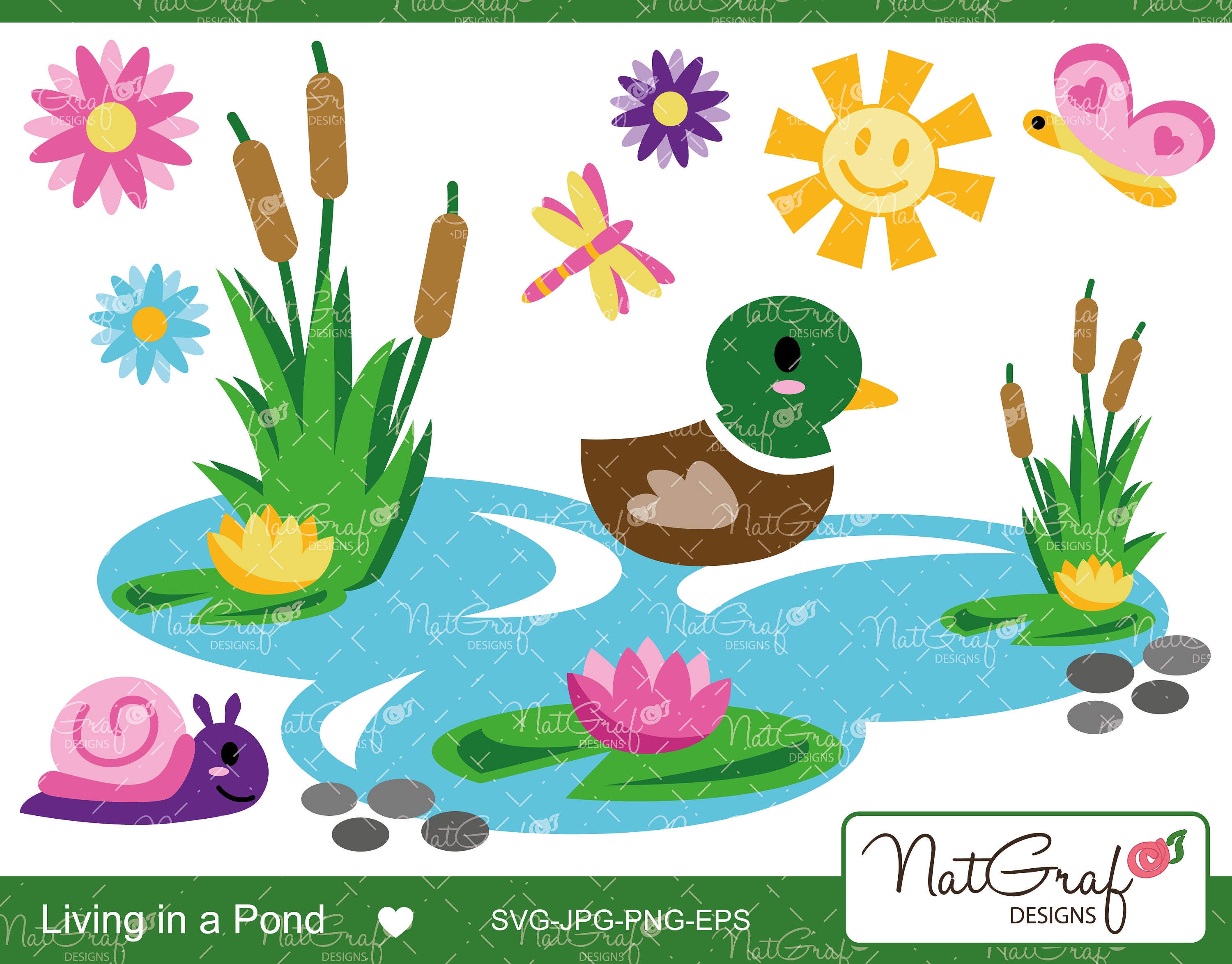 Animals Cutting Files Pond Svg Spring Svg SVG Cutting | Etsy