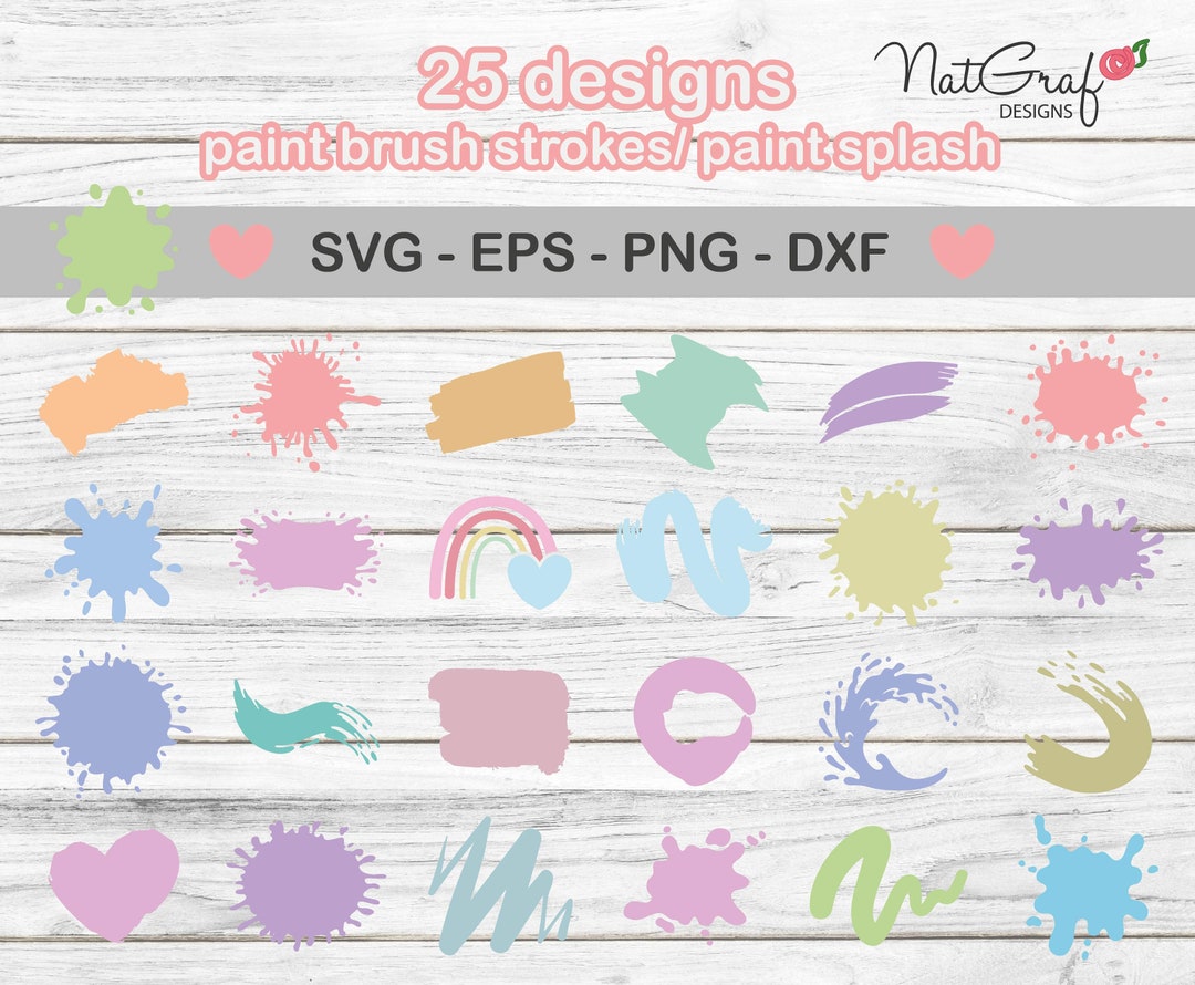 Paquete SVG de trazos, salpicadura de pintura, imágenes prediseñadas ...