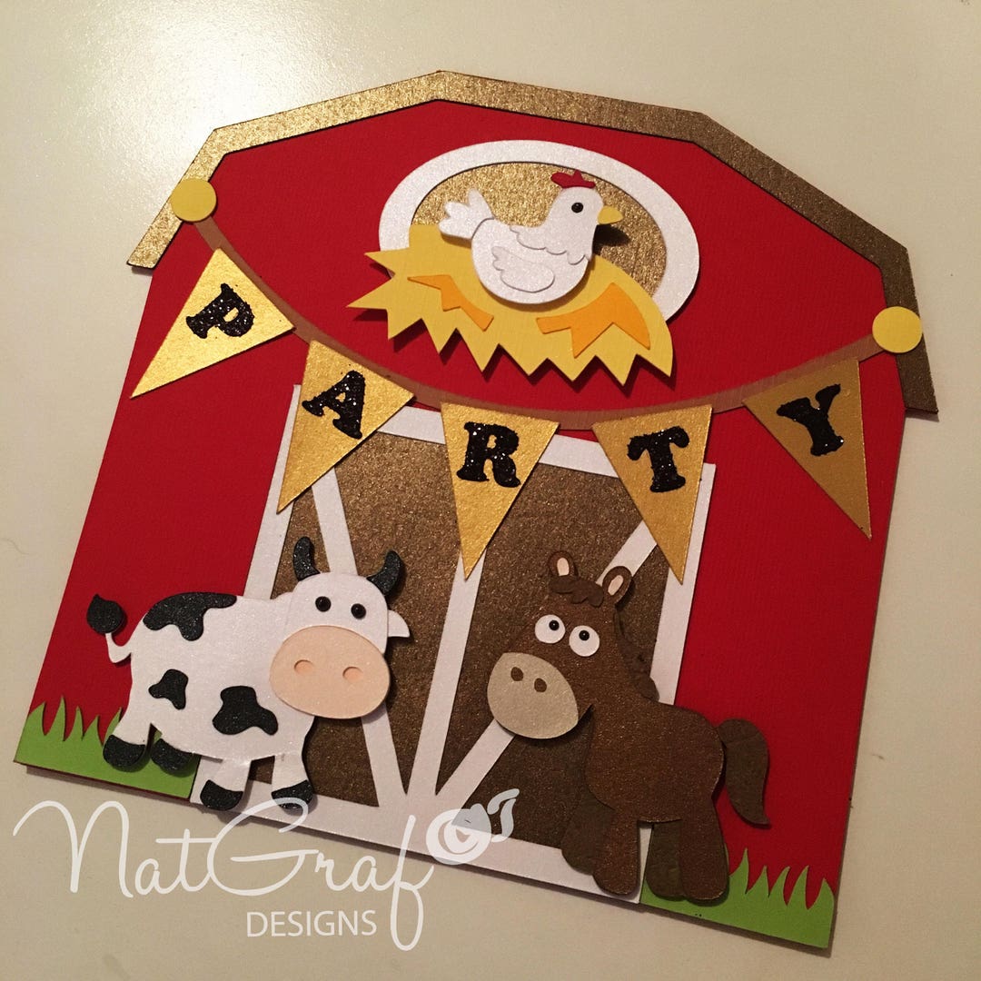 Barn Card SVG, Farm Svg, Farm Birthday, Cow Svg - Etsy