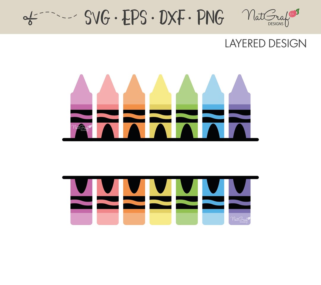 Teacher Stationery, Crayons SVG, Split Monogram, Teacher Monogram ...