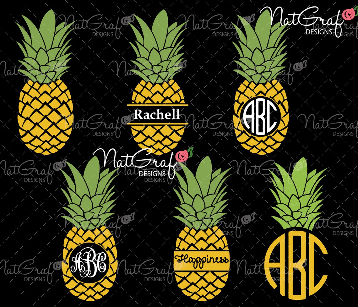 Pineapple SVG Cut Files Monogram Frames Summer Monogram | Etsy
