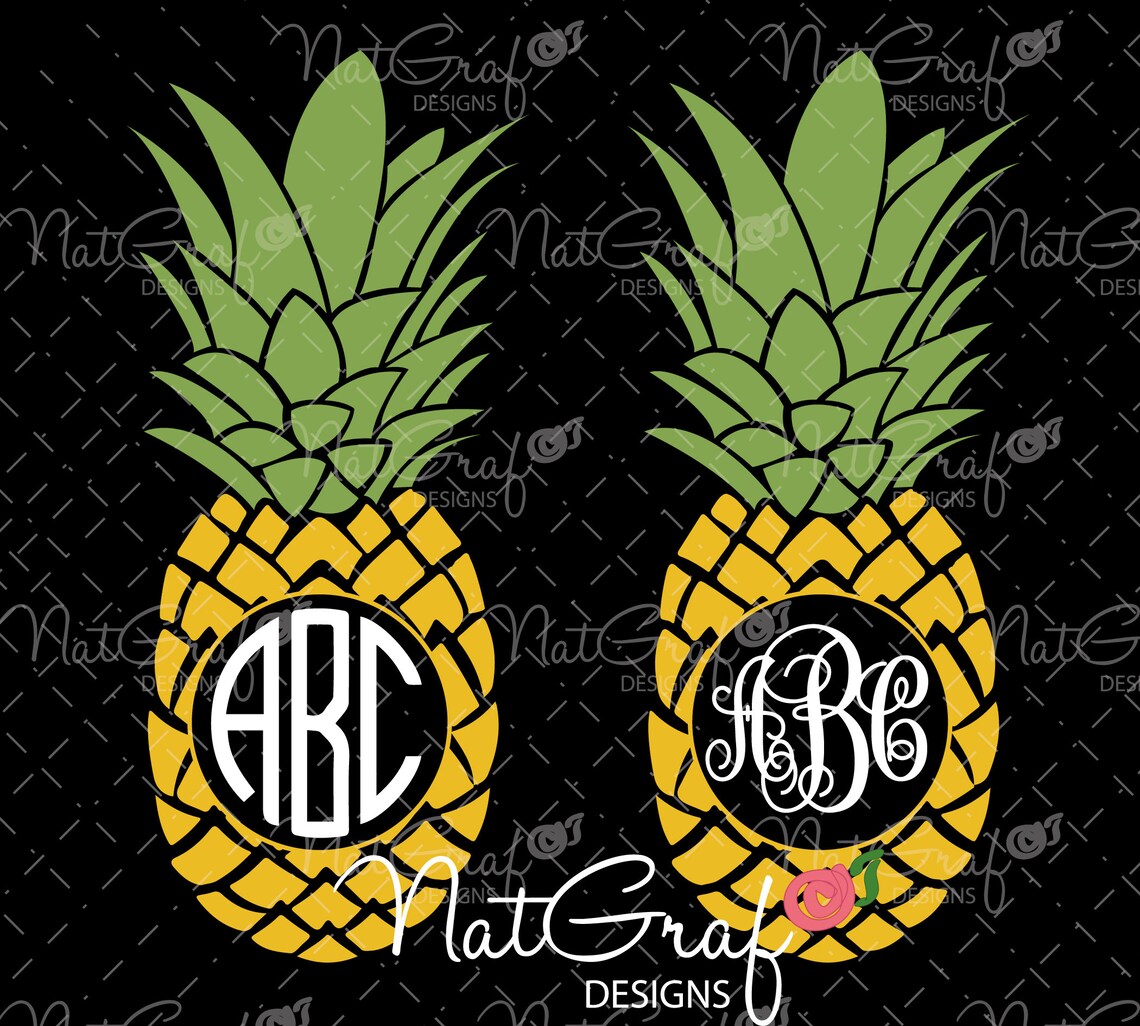 Pineapple SVG Cut Files Monogram Frames Summer Monogram | Etsy