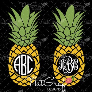 Pineapple SVG Cut Files Monogram Frames Summer Monogram - Etsy