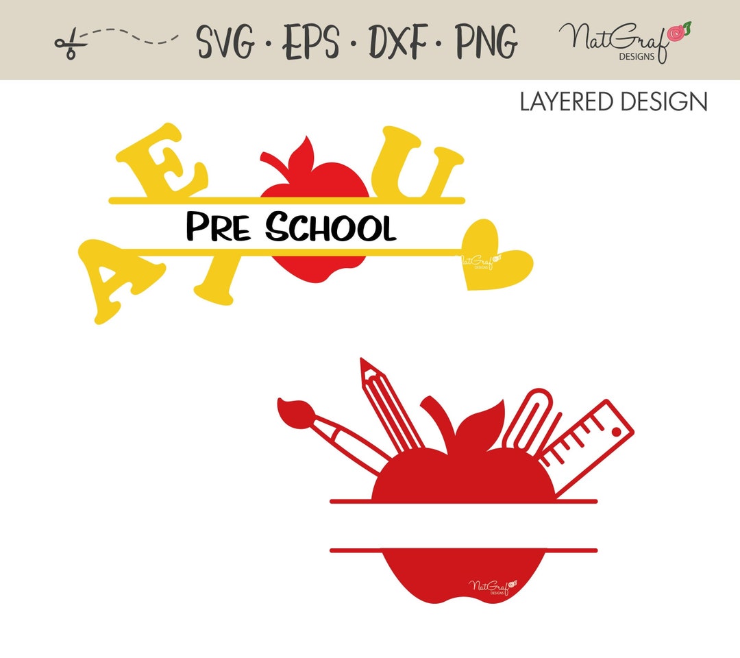 School Apples, Apple SVG, Split Monogram, Teacher Monogram, Teacher SVG ...