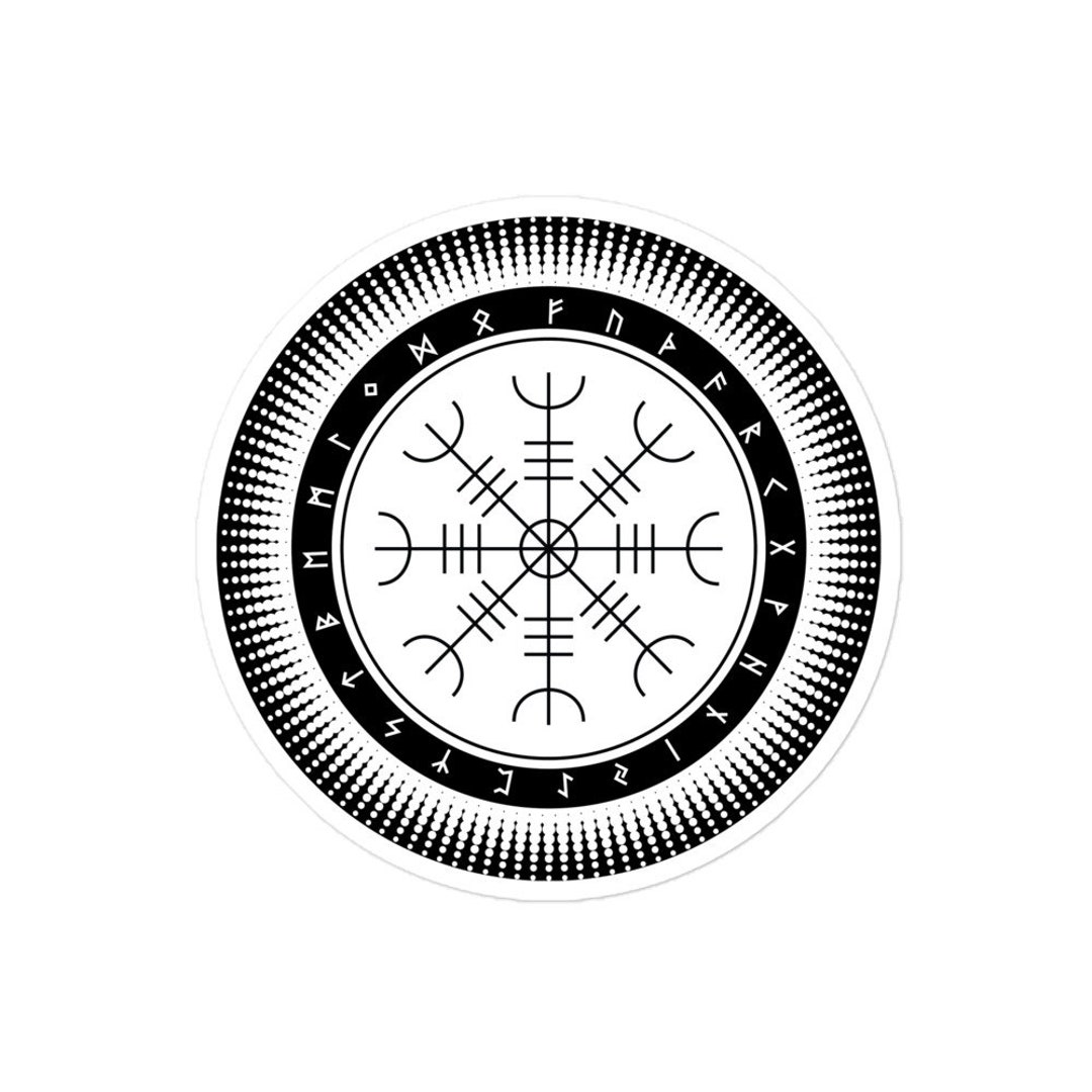 Aegishjalmr Runes Halftone Kiss Cut Vinyl Sticker, Norse Pride, German ...