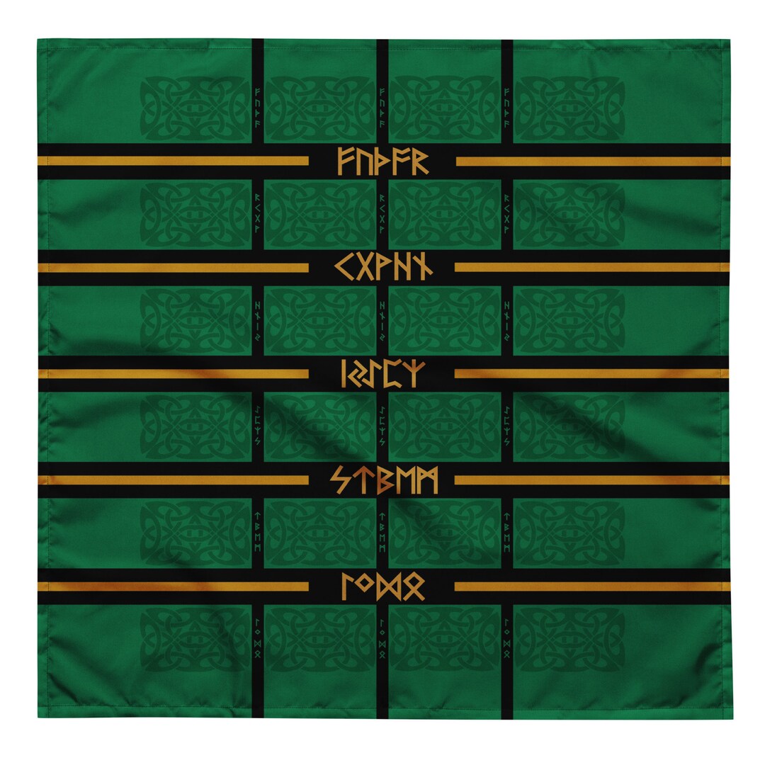 Celtic Elder Futhark Runes Casting Divination Cloth, Norse Pride, German Pride, Green, Black ...