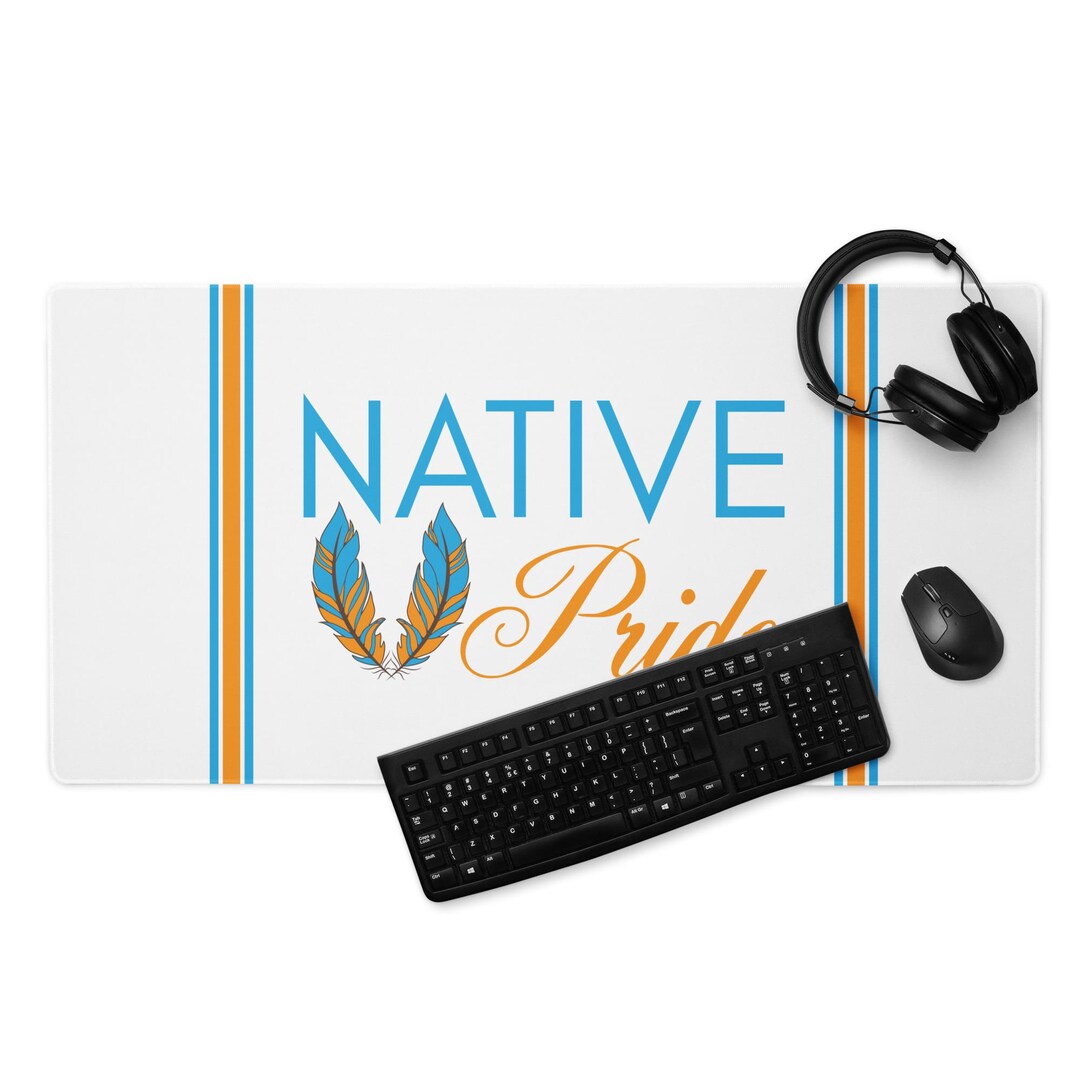 Native Pride Feather White Gaming Mouse Pad Desk Mat, American Indian ...
