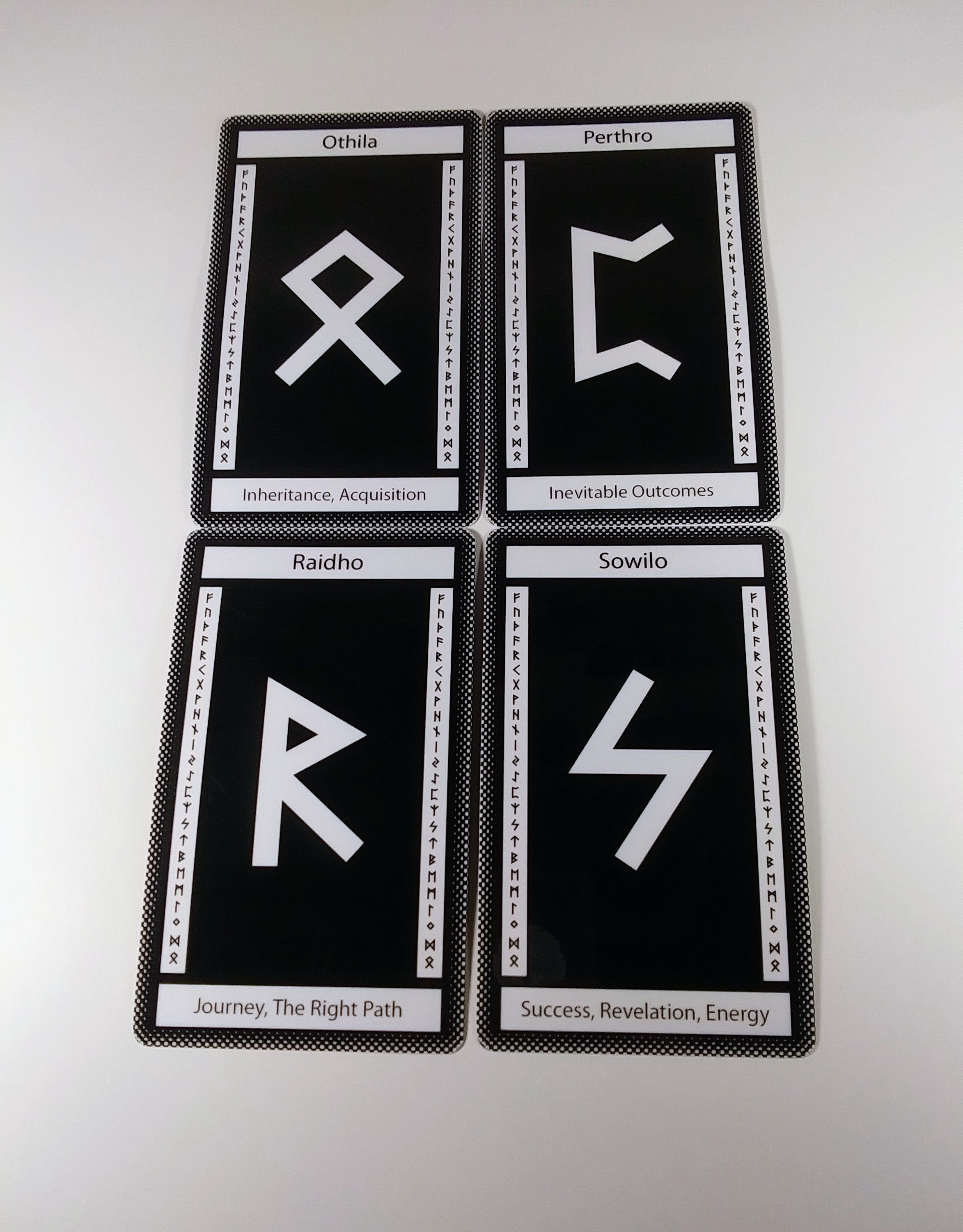 Black White Laminated Runes Divination Cards, Germanic Pride, Norse ...