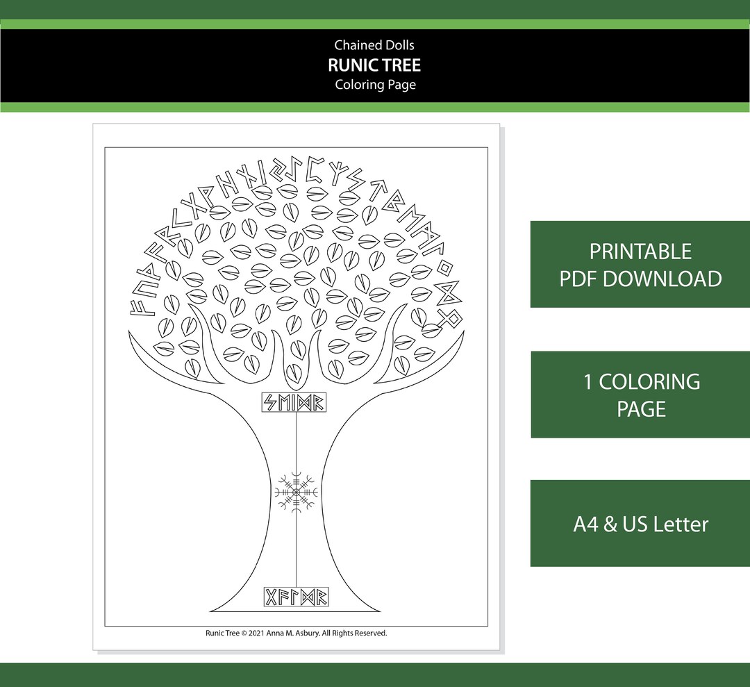 Printable Runic Tree Coloring Page PDF Instant Download - Etsy