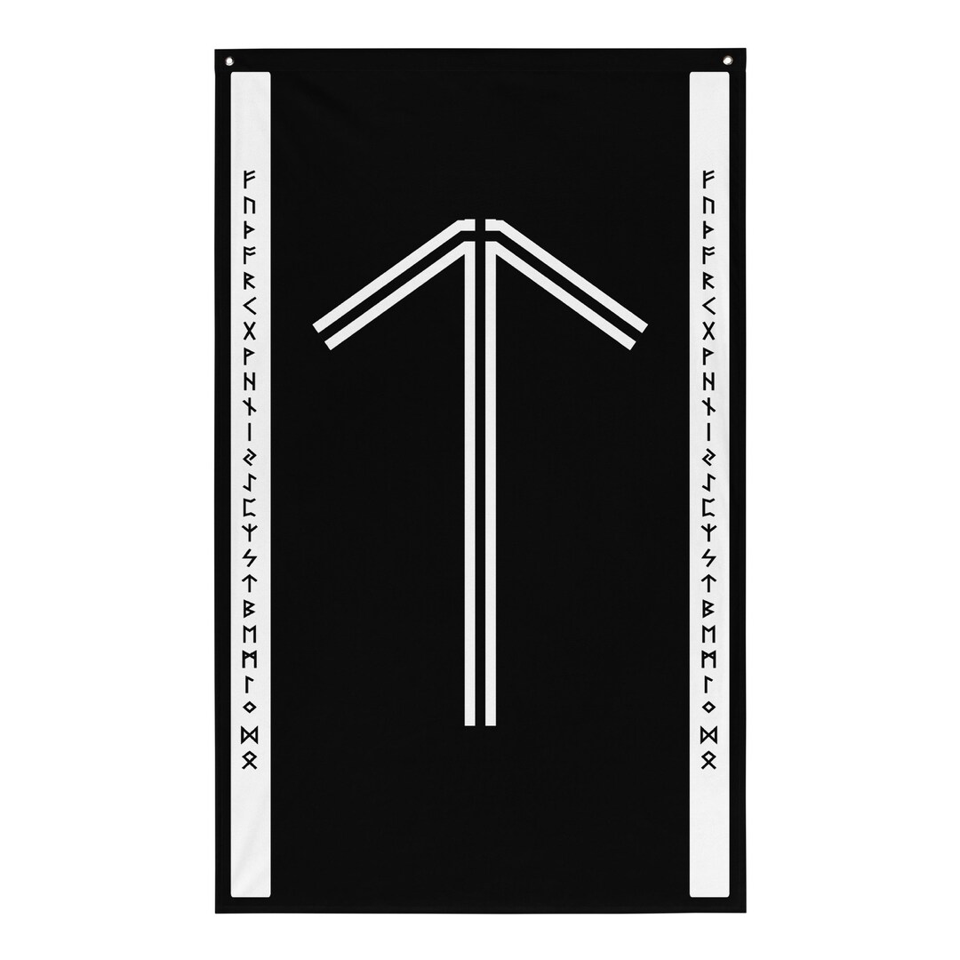 Tiwaz Elder Futhark Runes Black White Wall Hanging Flag, Norse Pride ...