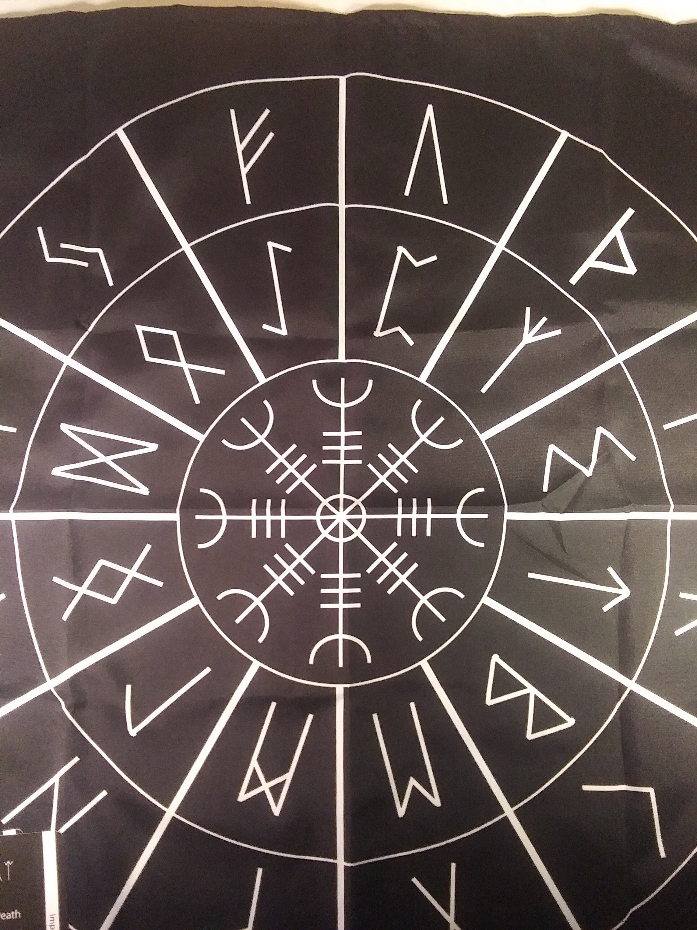 Aegishjalmr Runes Black Circle Divination Casting Cloth, Helm of Awe ...