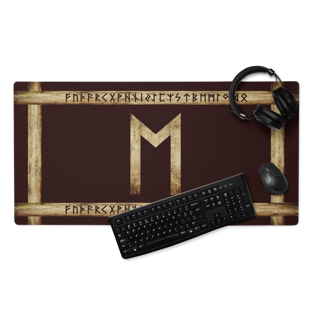 Ehwaz Brown Grunge Gaming Mouse Pad Desk Mat, Elder Futhark Runes ...
