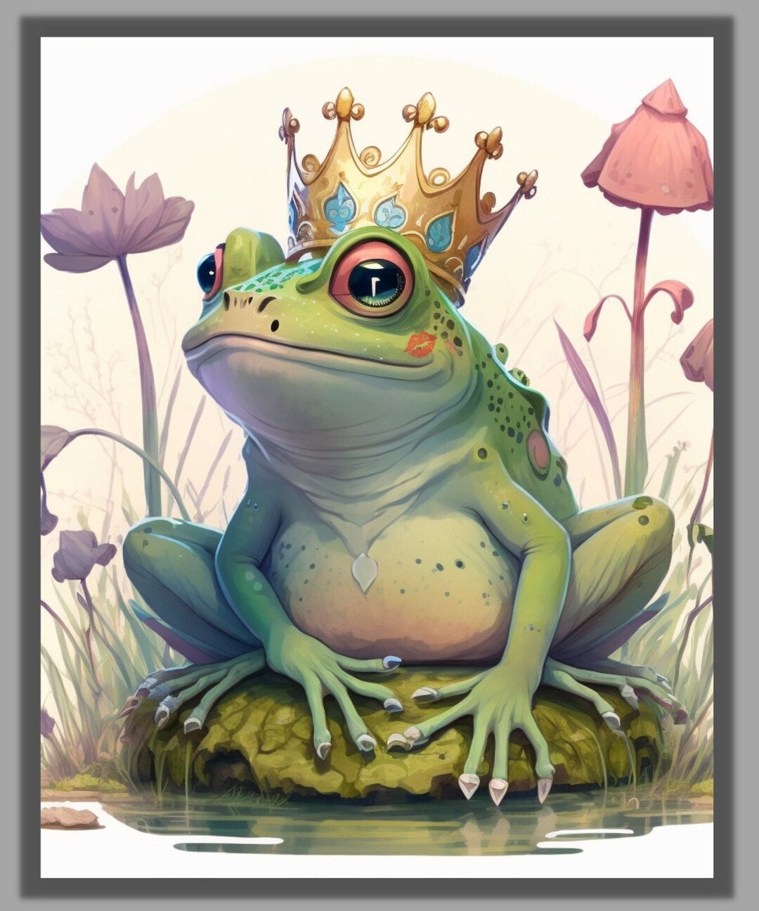 Frog Prince, Frog With Lipstick, Kiss a Frog, Cute Frog Prince ...