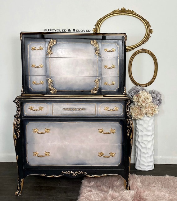 Black and gold tall dresser store