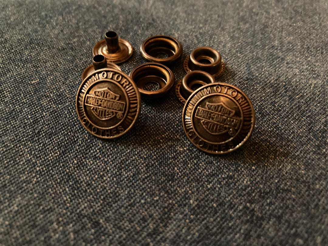 Harley Davidson Replacement Snaps Clothing Metal Silver With Black ...