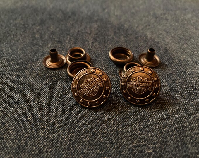 Harley Davidson Replacement Snaps Clothing Metal Silver With Black ...