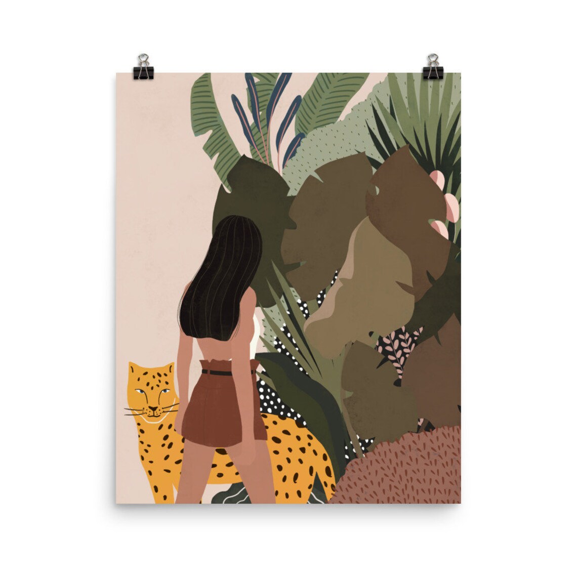 Leopard & Girl Illustration Woman illustration print | Etsy