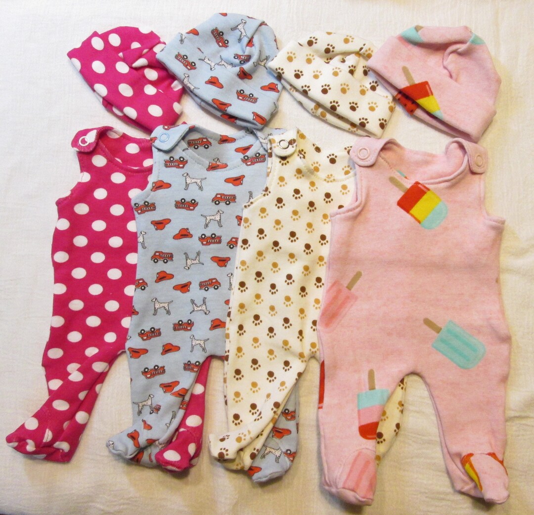 10" OOAK Baby Doll Clothes Footed Overalls & Hat 11" Baby Doll Micro ...