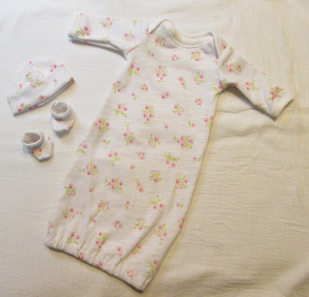 9 Wee Pink Floral Preemie Gown Baby Doll Clothes 9 Inch OOAK Reborn ...