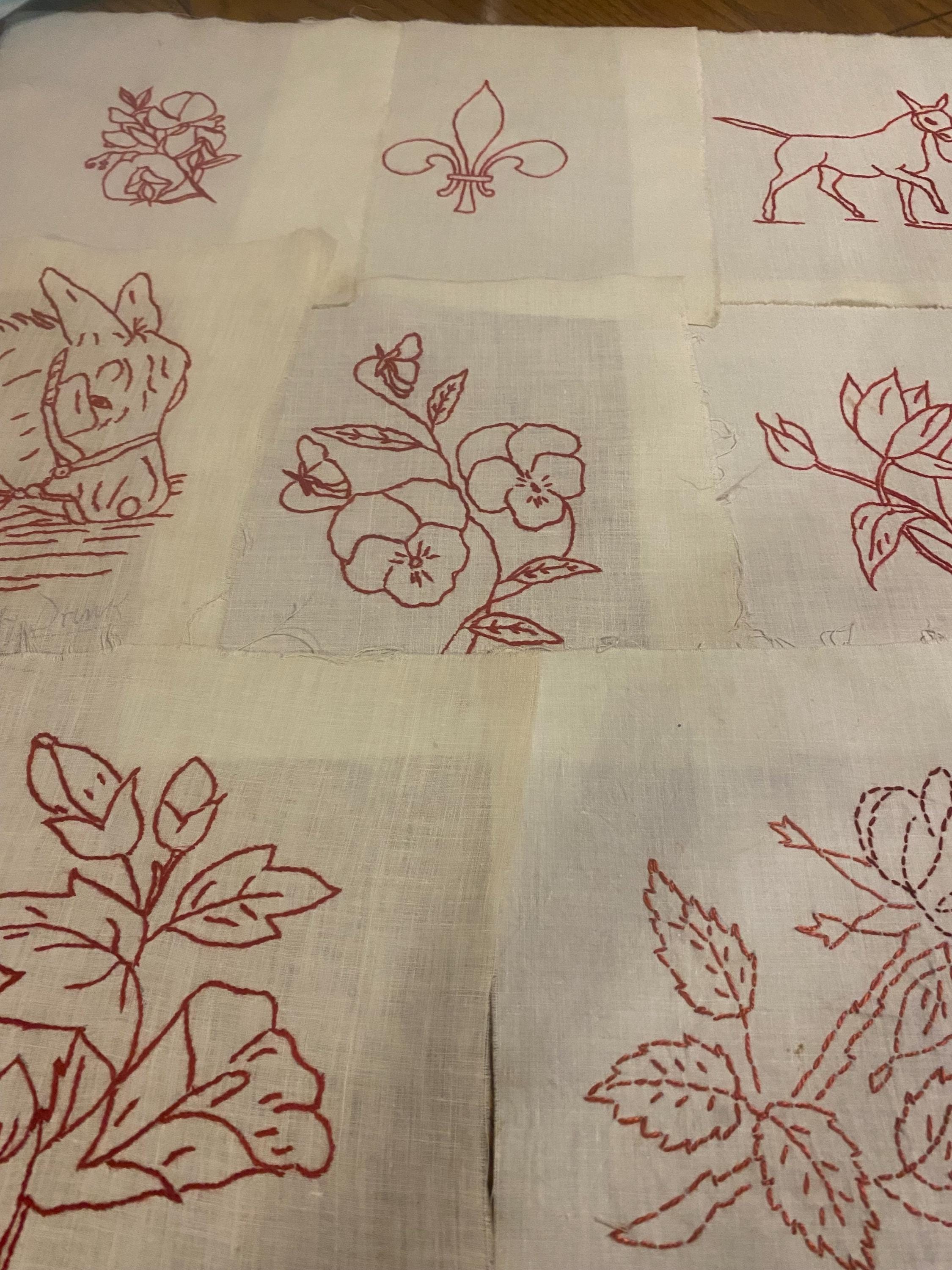 Charming Group/bundle of REDWORK EMBROIDERY BLOCKS! (plus Two Others!) - Etsy