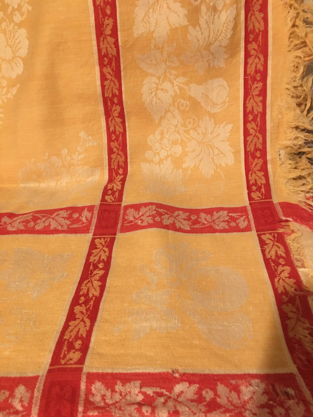 Stunning & RARE Small Antique VICTORIAN Fall Themed TABLECLOTH for ...