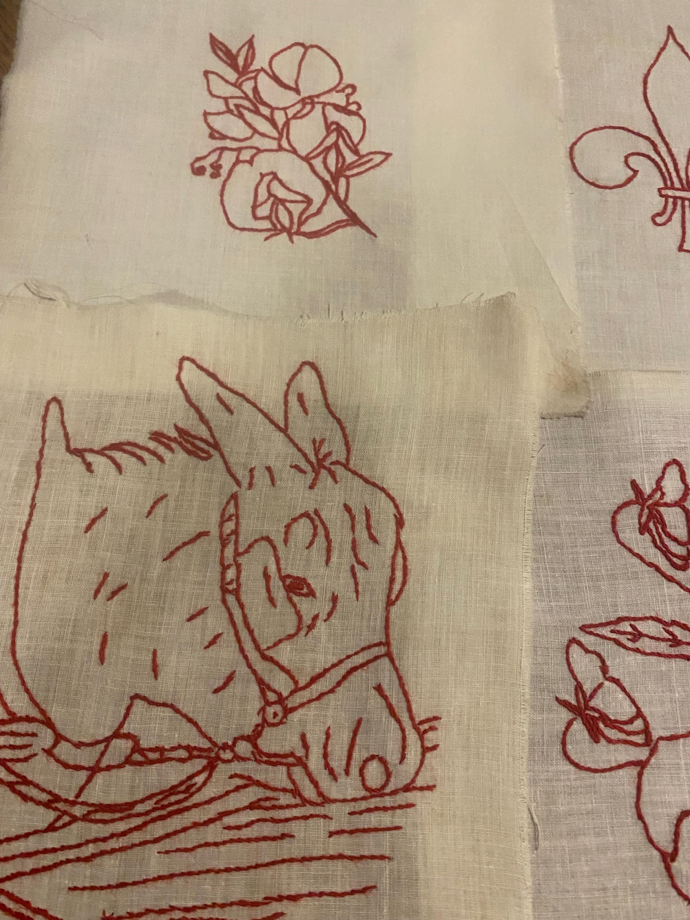 Charming Group/bundle of REDWORK EMBROIDERY BLOCKS! (plus Two Others!) - Etsy