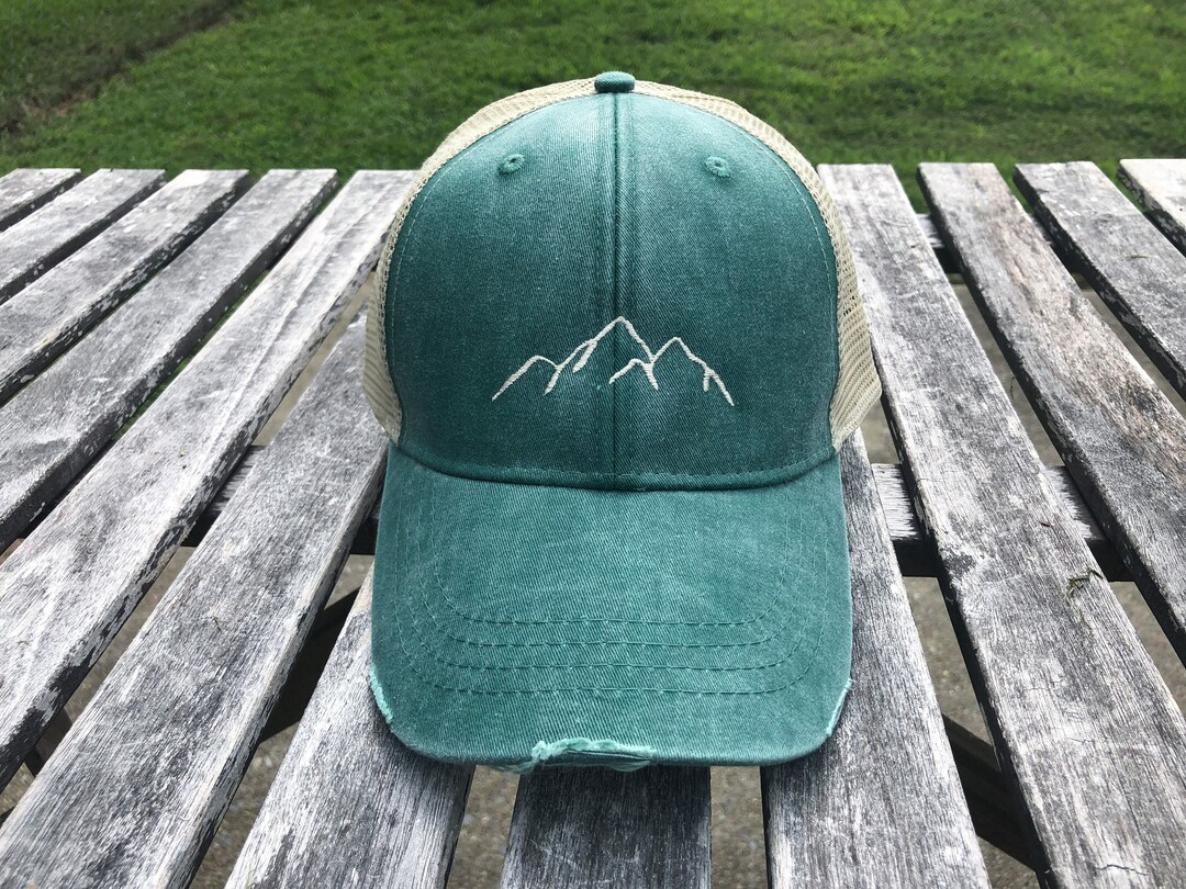 Mountain Trucker Cap, Trucker Cap, Mountain Logo, Embroidered Mountain ...