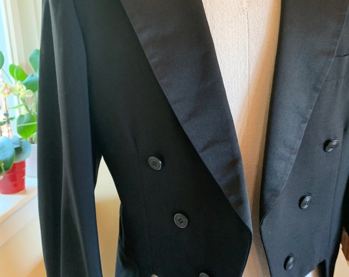 Vintage Formal Black Tuxedo Tails Jacket Satin Collar 36R Vintage ...