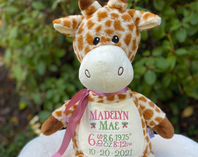 Personalized Giraffe, Embroidered, Giraffe Stuffed Animal, Keepsake ...