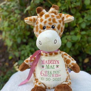 Personalized Giraffe, Embroidered, Giraffe Stuffed Animal, Keepsake ...