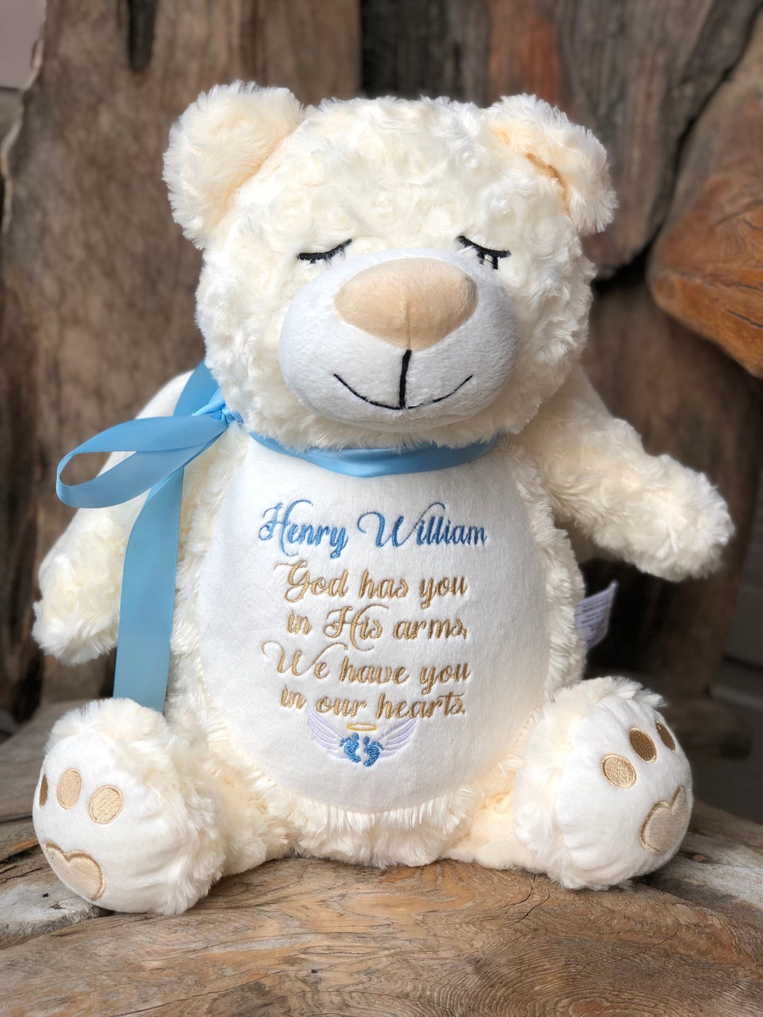 Personalized, Embroidered Gift, Angel Bear, Stuffed Animal, Keepsake ...
