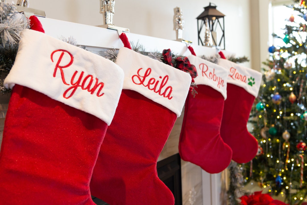 Personalized Traditional Family Christmas Stockings, Embroidered Names ...