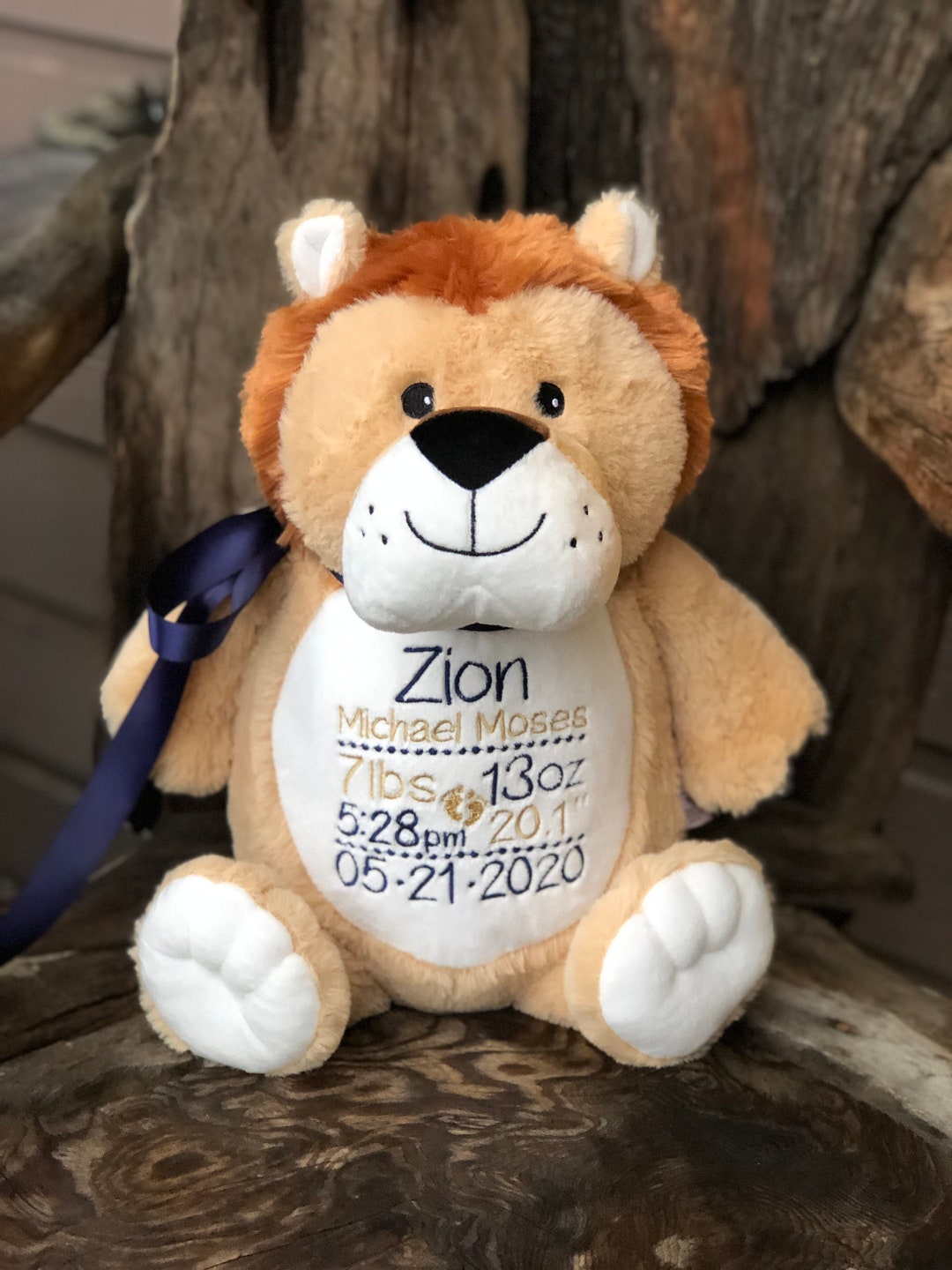 Personalized Stuffed Animal, Personalized Lion, Birth Announcement ...