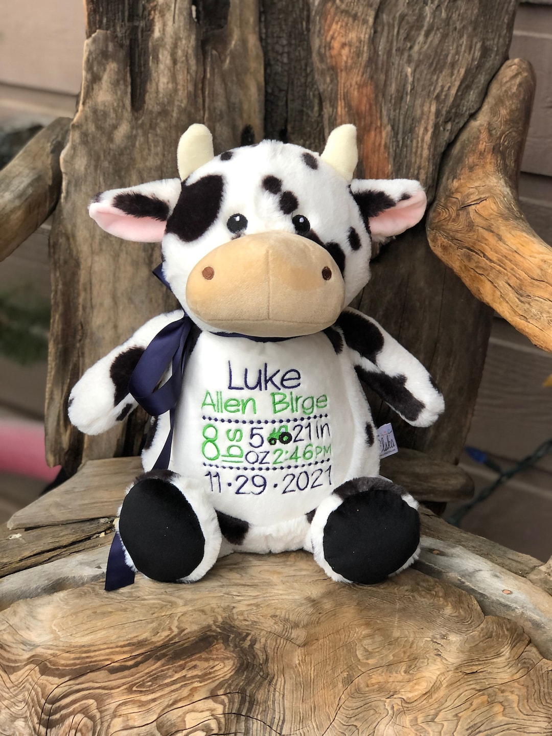 Personalized Stuffed Animal, Personalized Cow, Birth Announcement ...