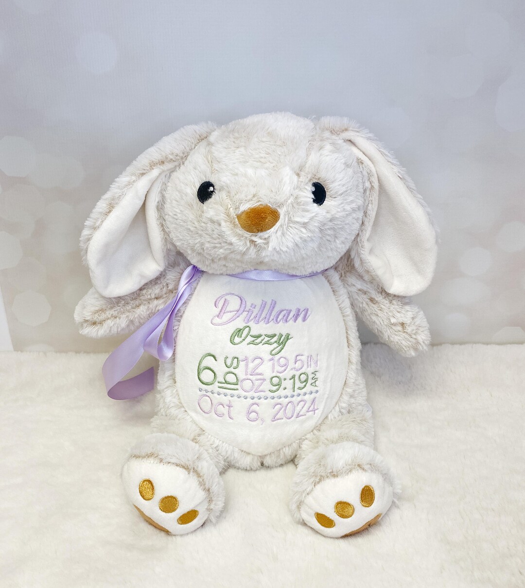 Personalized Bunny, Bunny Stuffed Animal, Embroidered, Bunny Keepsake ...