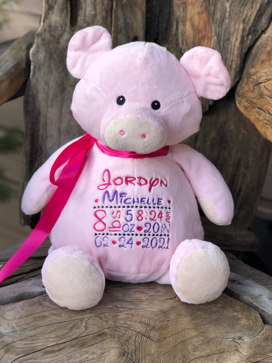 Personalized Stuffed Animal, Personalized Pig, Birth Announcement ...
