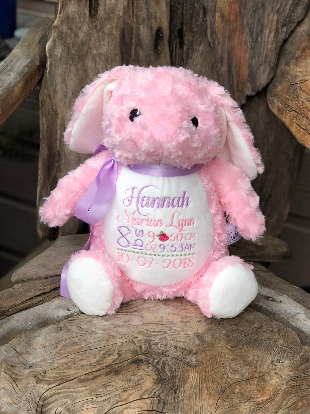 Personalized Stuffed Animal, Pink Bunny Keepsake Stuffed Animal Rabbit ...