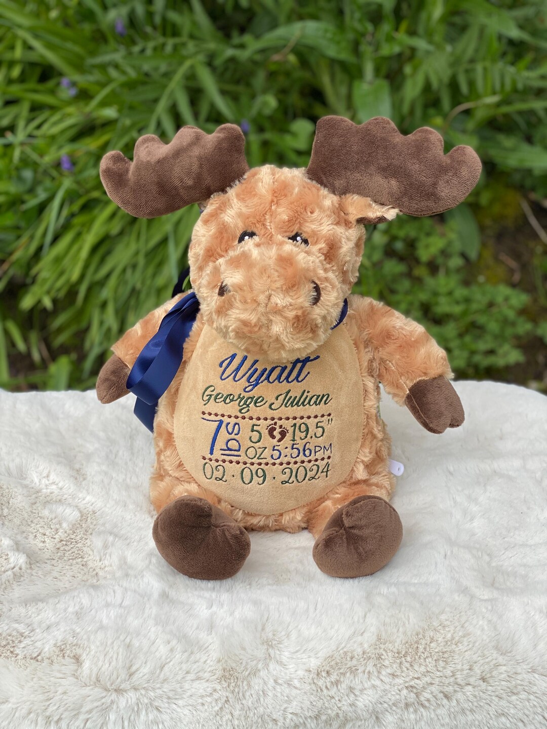 Personalized Stuffed Animal, Personalized Moose, Birth Announcement ...