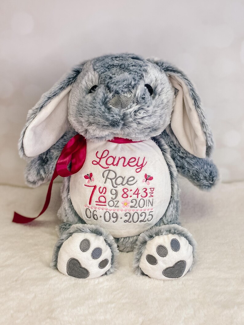 Personalized Stuffed Animal, Personalized Bunny, Birth Announcement ...