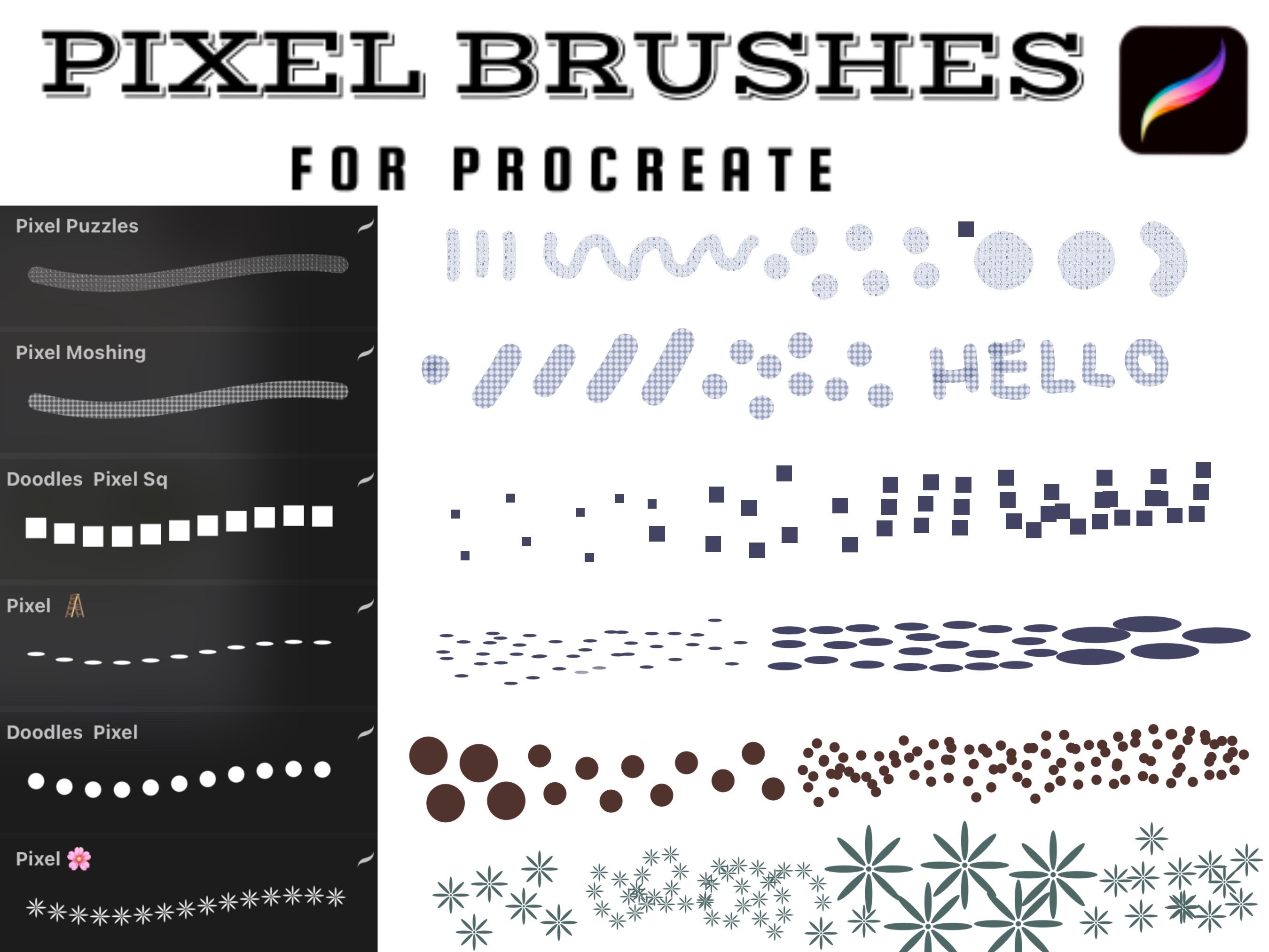 32 Pixel Brushes for Procreate Cute Pixel Brushes Animation - Etsy