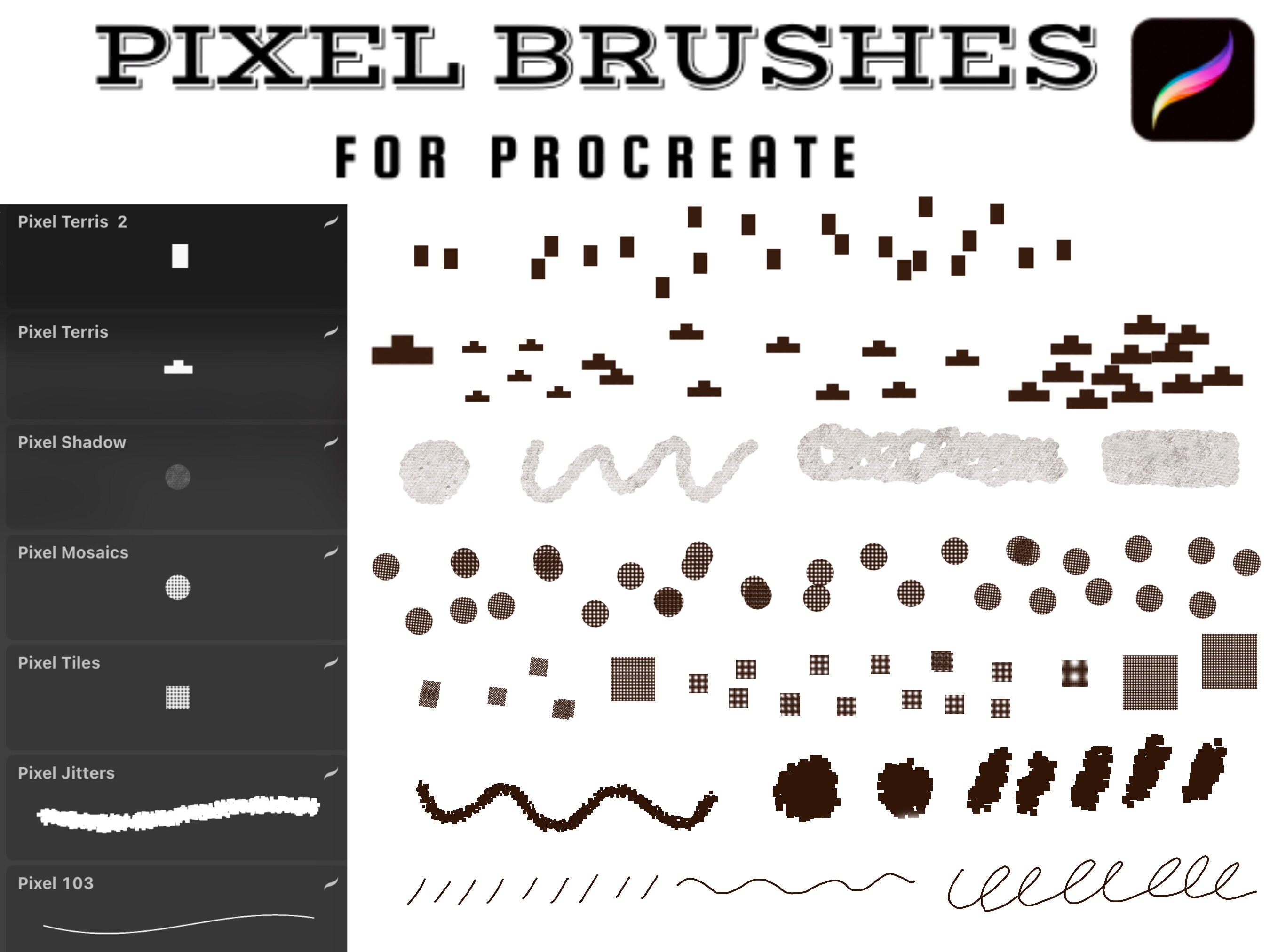 32 Pixel Brushes for Procreate Cute Pixel Brushes Animation - Etsy