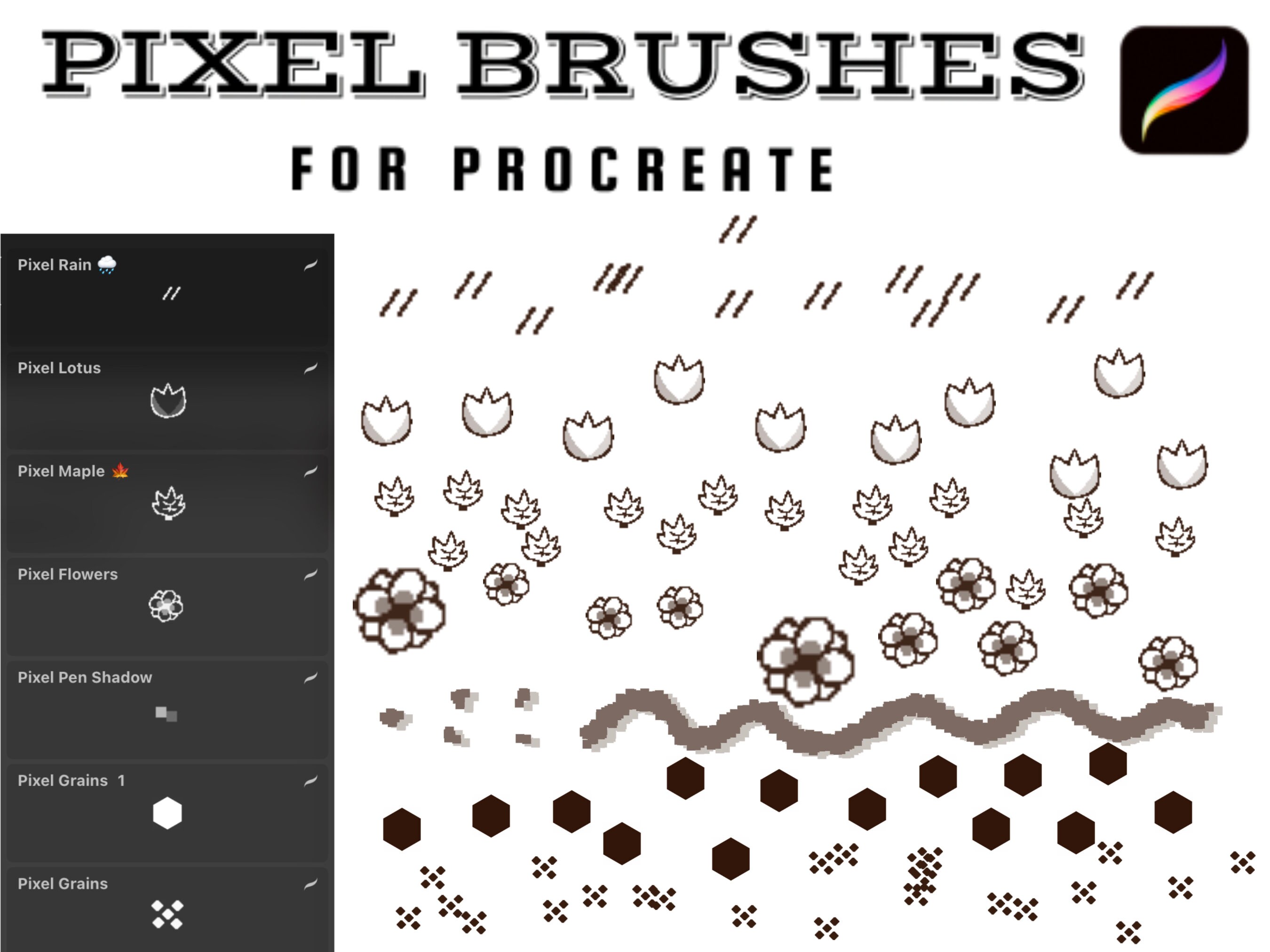 32 Pixel Brushes for Procreate Cute Pixel Brushes Animation - Etsy