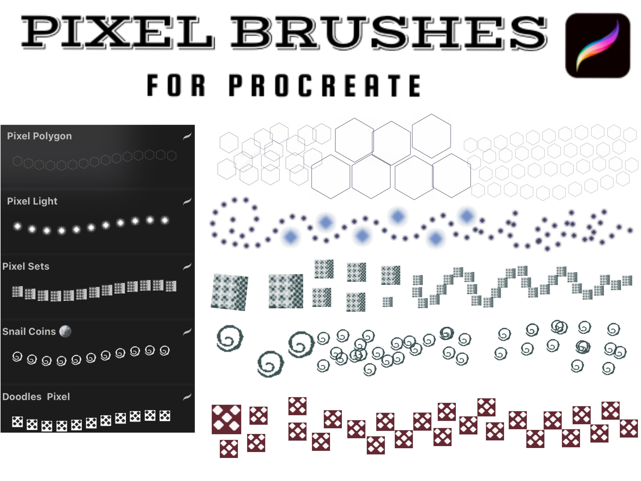 32 Pixel Brushes for Procreate Cute Pixel Brushes Animation - Etsy