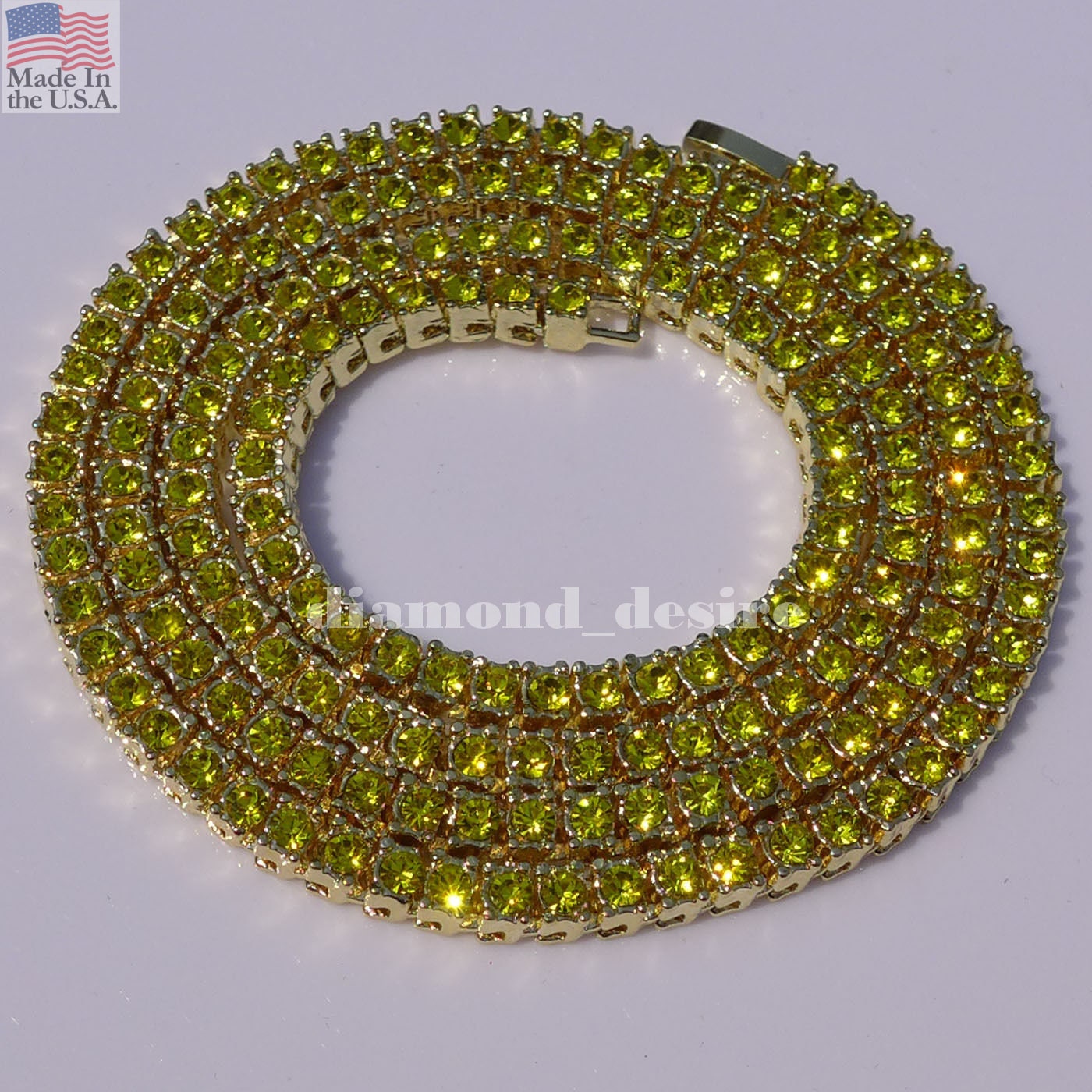 Custom Made VIP 1 Row Iced Necklace Gold and Color Plated Out Chain Hip ...